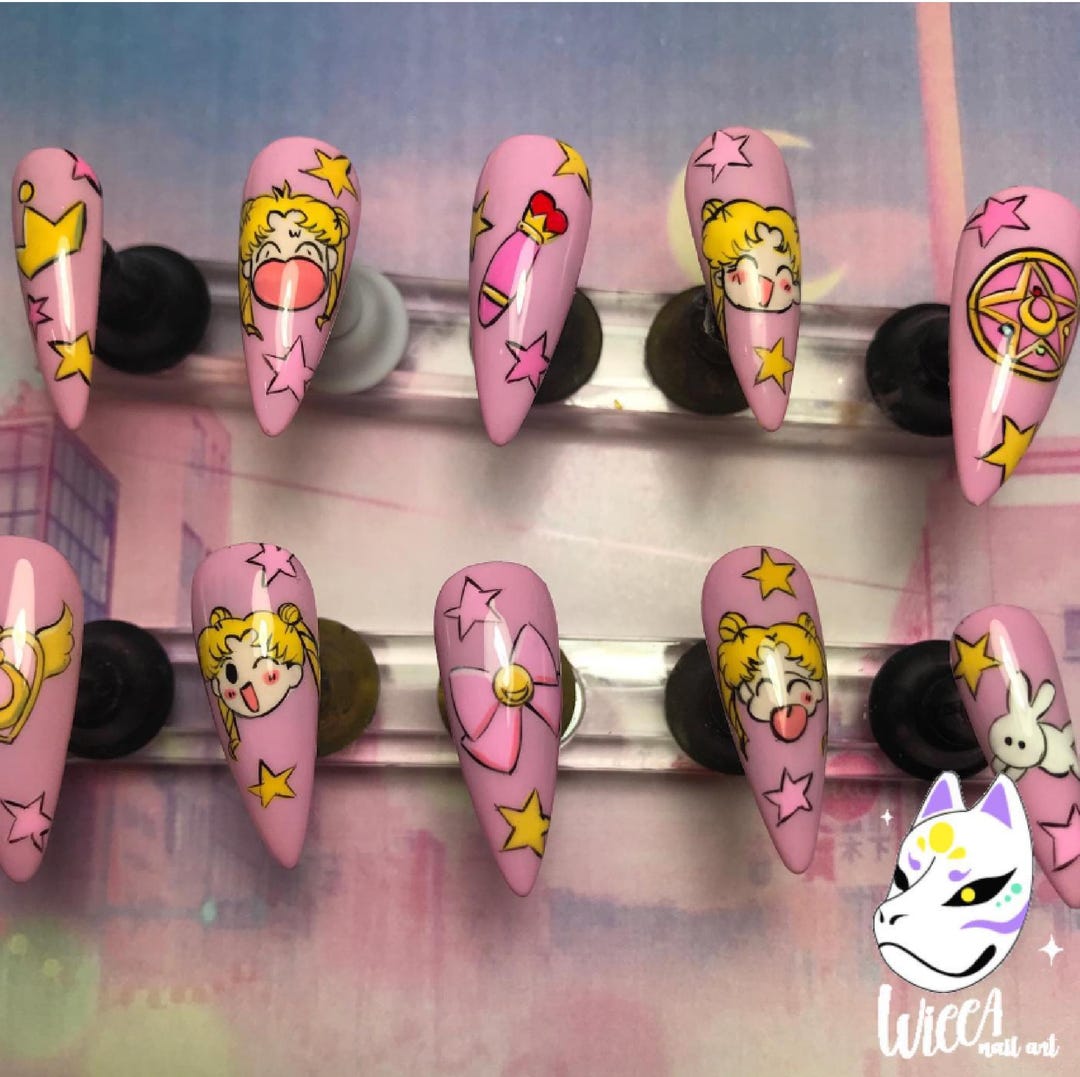 Press on Nails – Inspired Chibi Sai.lor Moon Nails - Etsy