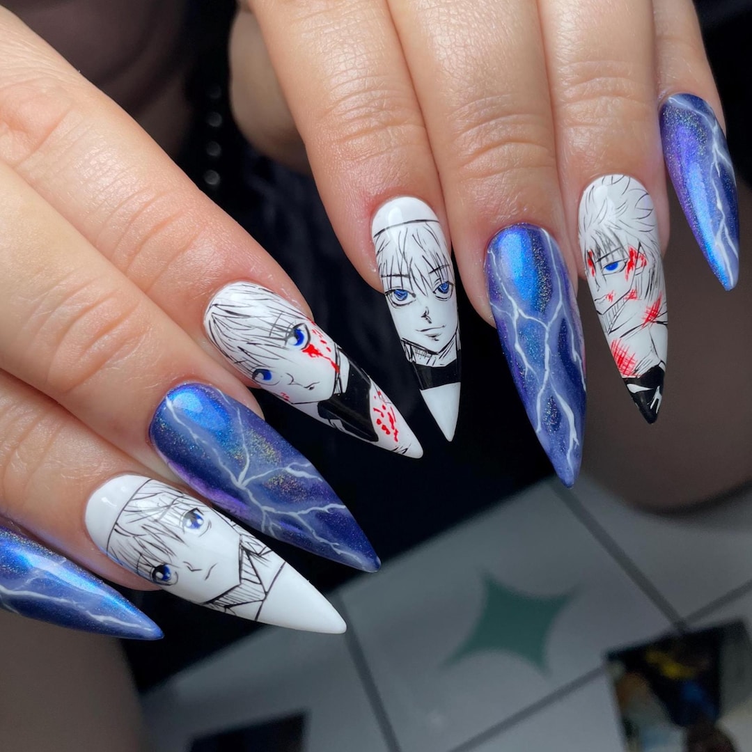 Press on Nails – Ki.llua HXH Blue Lightening Inspired Nails - Etsy