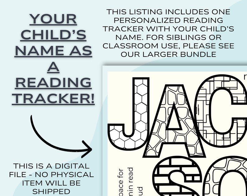 Personalized Name Reading Tracker, Homeschool Printable Read Aloud ...
