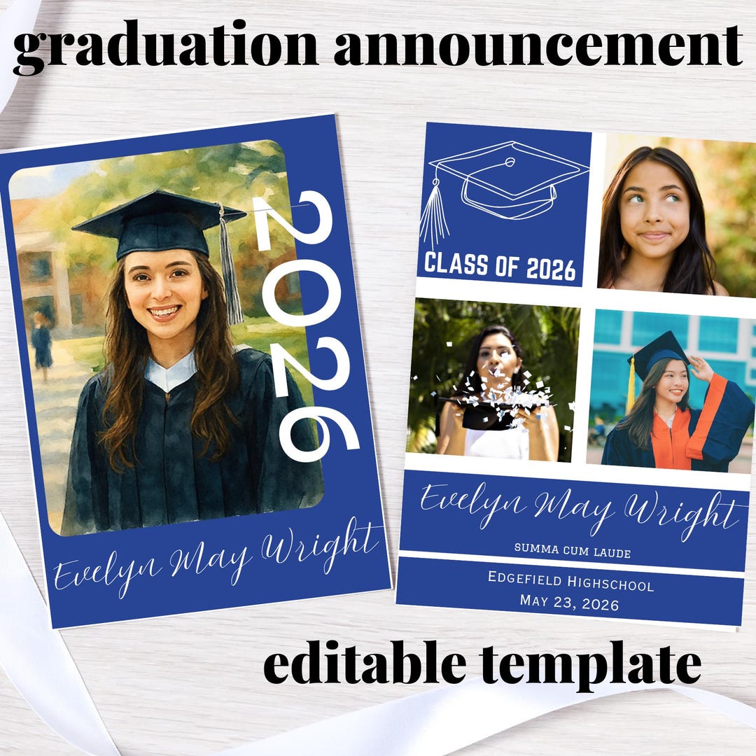 Editable Graduation Announcement Template, Customizable Photo ...