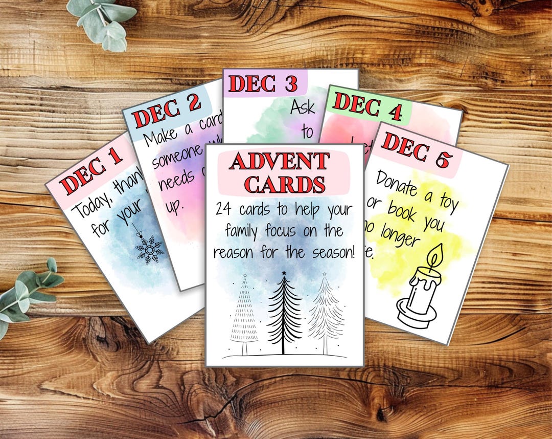 Printable Advent Cards for Kids, Random Acts of Kindness Cards, Digital ...