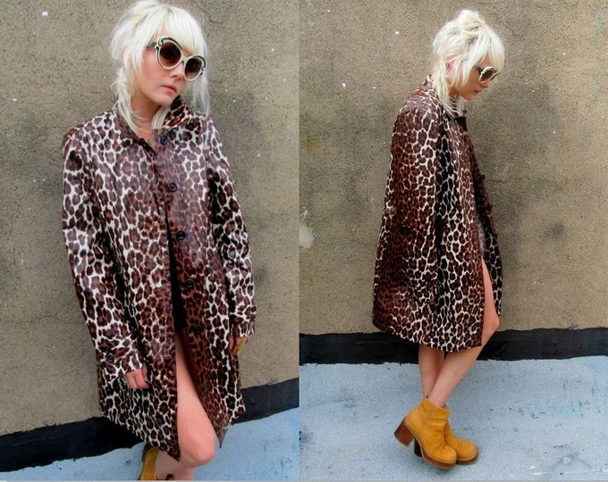 Leopard Print Plastic Vinyl Long Raincoat Windbreaker Jacket - Etsy