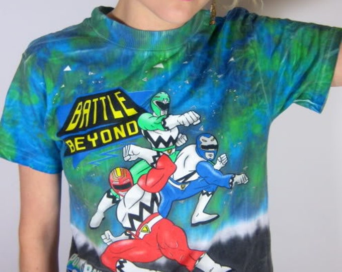 90's Power Rangers Crop Top Tie Dye Cartoon Ironic Tee - Etsy