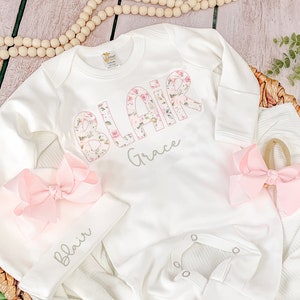 Personalized Baby Girl Outfit Set Soft Pink Coming Home Outfit Baby Girl Shower Gift Newborn ...