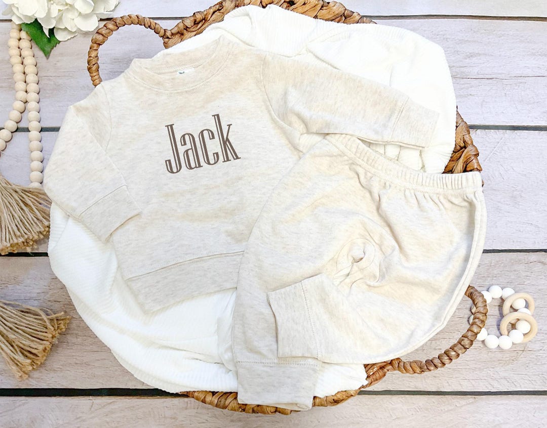 Personalized Baby Jogger Set: Oatmeal Heather Newborn Outfit - Etsy