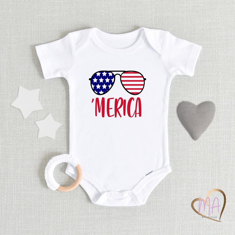 Merica Sunglasses Baby Onesie® or Tee Shirt Fourth of July - Etsy