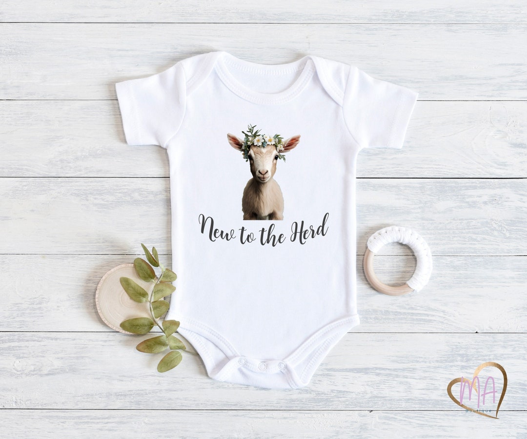 New to the Herd Baby Goat Goat Baby Bodysuit Newborn Girl Funny Newborn ...