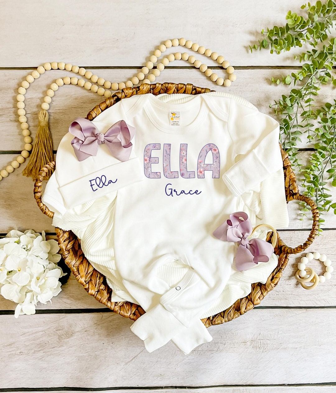 Purple Newborn Outfit Purple Take Home Outfit Baby Clothes Newborn Girl ...
