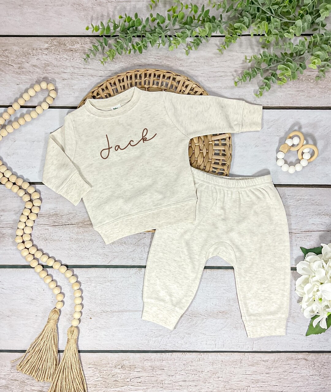 Personalized Baby Jogger Set Custom Baby Boy Outfit Neutral Baby Gift ...