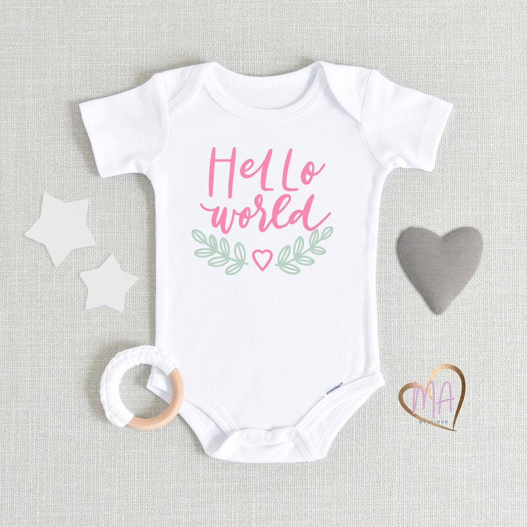 Hello World Bodysuit Baby Girl Coming Home Outfit New Baby Bodysuit ...