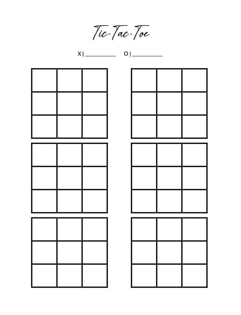 Printable Tic Tac Toe Game Sheets | 6 Games per Page | Double-sided ...