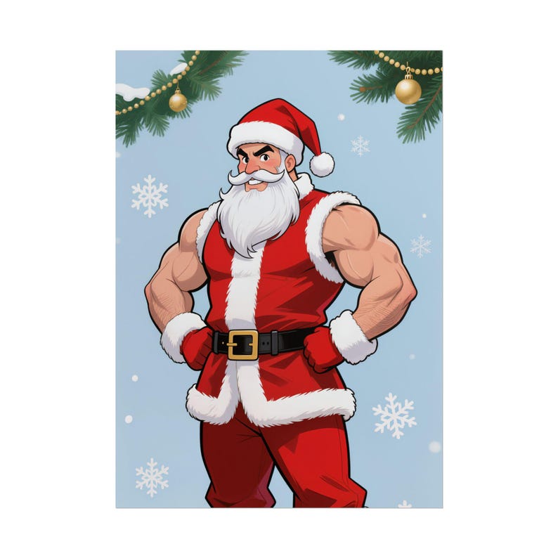 Buff Santa Claus Rolled Posters | Funny Santa Poster, Muscle Santa Wall ...