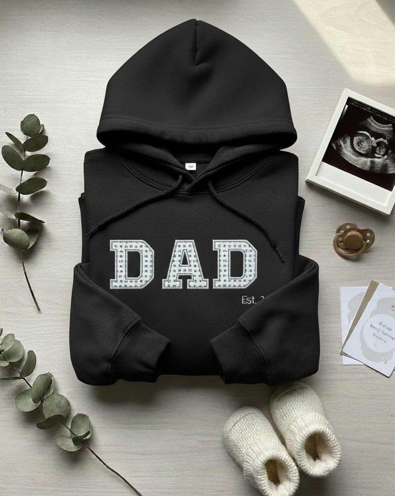 Personalised Dad Hoodie | Papa Daddy Appliqué | Baby Clothes Keepsake ...