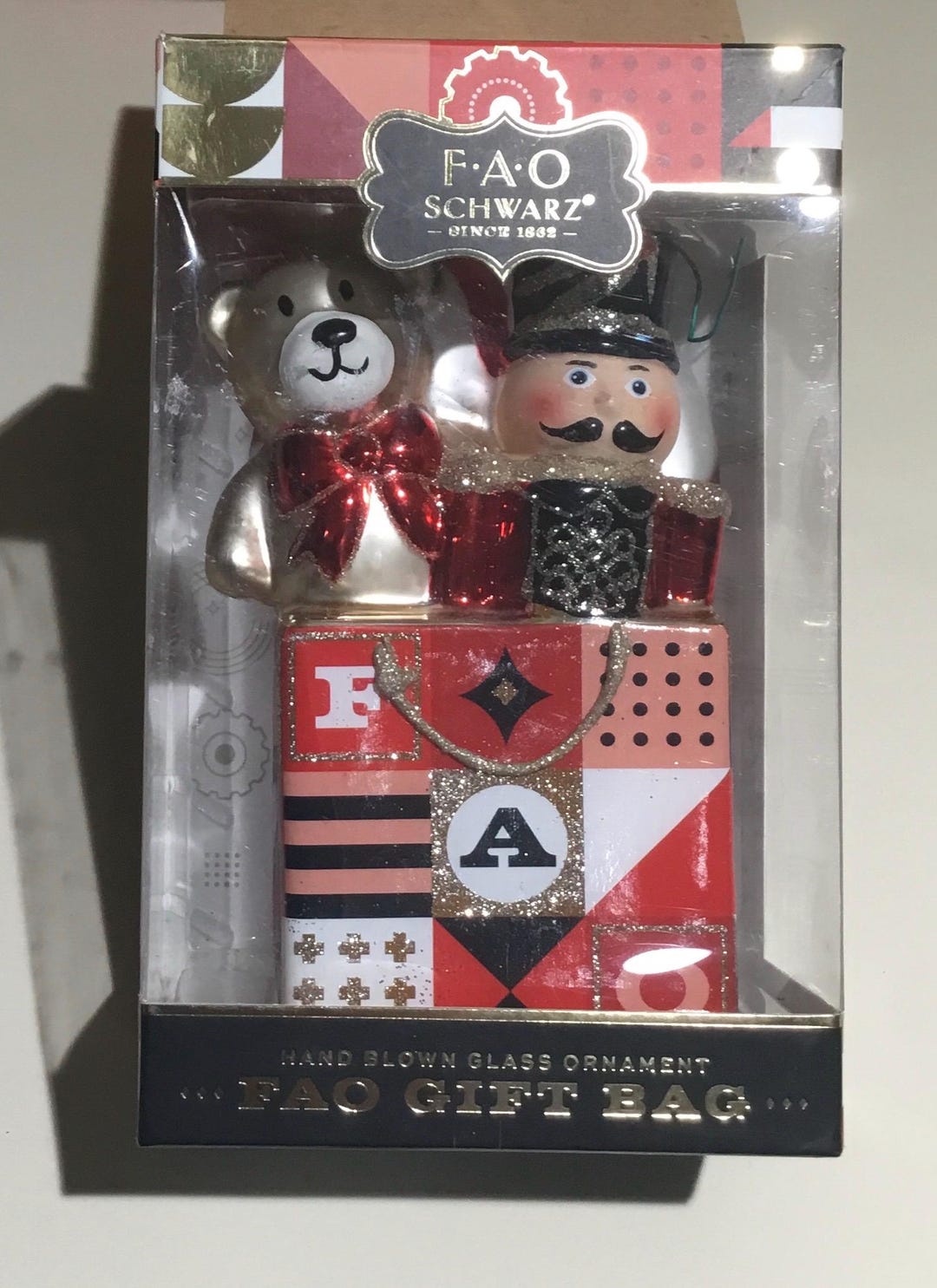 FAO Schwarz Nutcracker Bear Candy Cane Gift Bag Christmas Ornament - Etsy