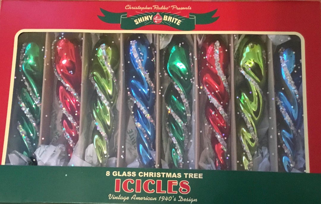 Christopher Radko Shiny Brite Christmas Ornament Icicles NEW 6” Box of ...