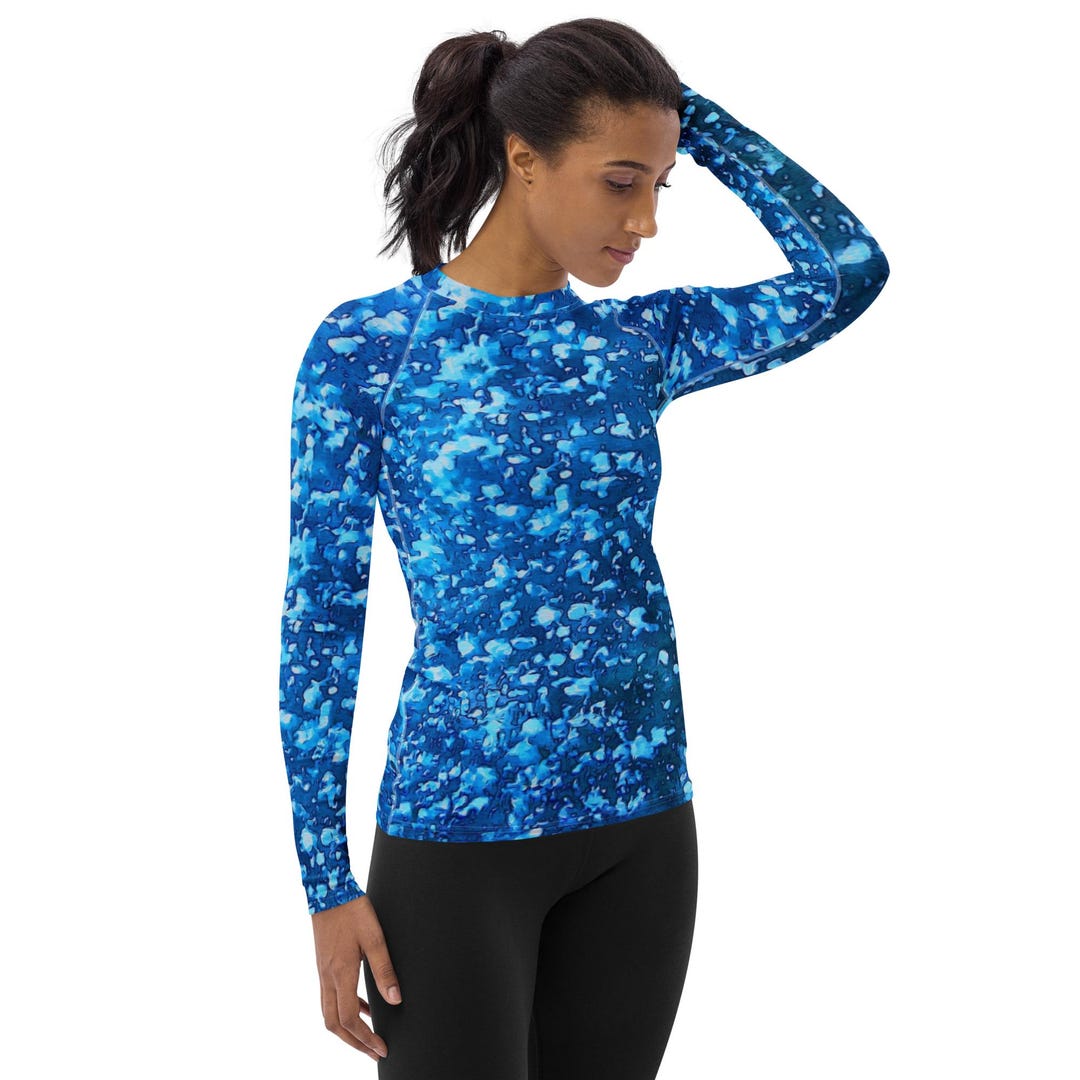 Blue Ocean Bubbles Rash Guard, Womens for Diving, Snorkeling, Beach ...