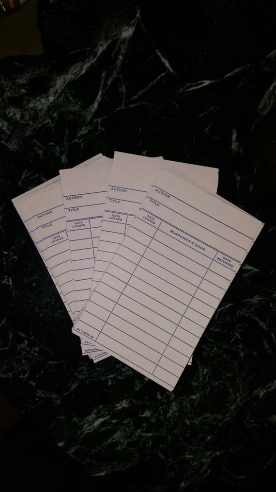 Library Book Checkout Cards 100 - Etsy