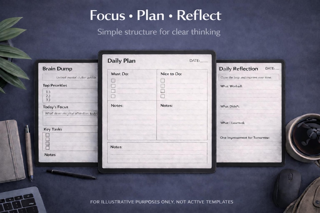 Daily Thinking Pages | Minimal Productivity & Planning Templates - Etsy