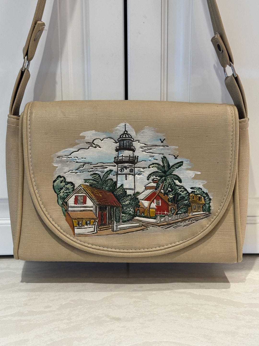 Vintage Florida Keys Handbag Canvas Lighthouse Purse Coastal Island ...