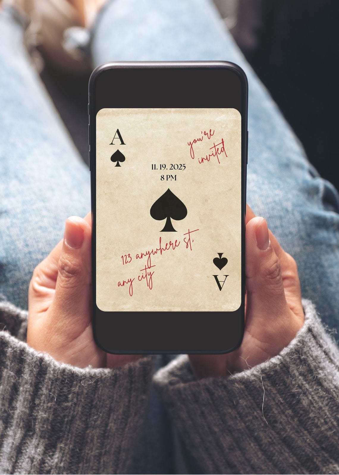 Ace of Spades Casino Night Invitation, Vintage Playing Card (editable ...