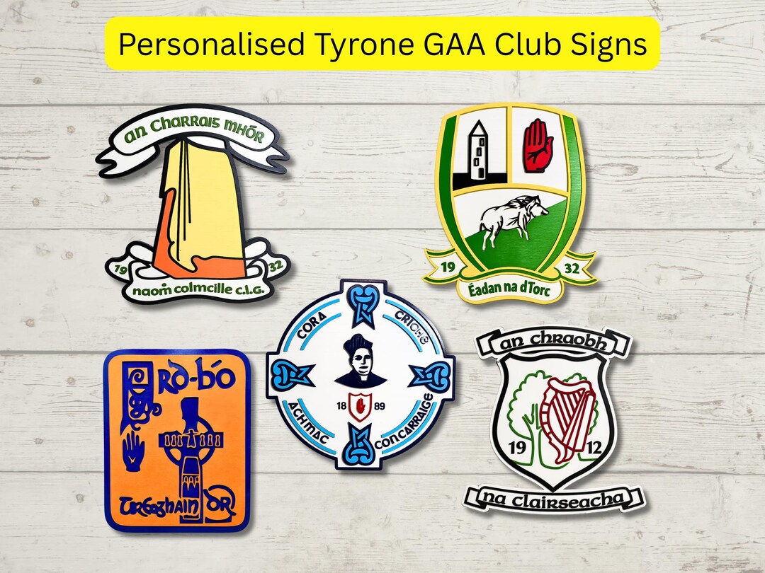 Handmade 3D Layered Wood Tyrone GAA Club Sign, Gaelic Football Wall Art ...