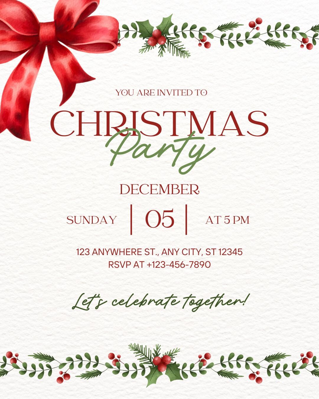 Customizable Christmas Party Invitation - Etsy