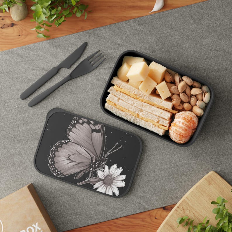Butterfly Daisy Lunch Box, Nature Art Food Container - Etsy