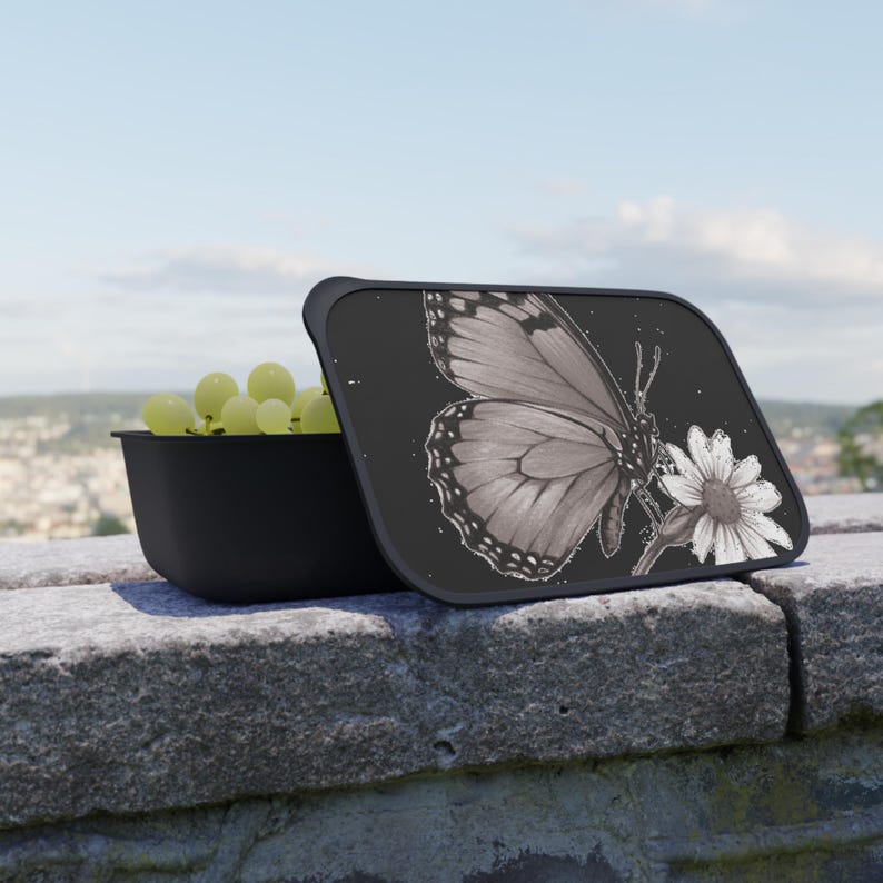 Butterfly Daisy Lunch Box, Nature Art Food Container - Etsy
