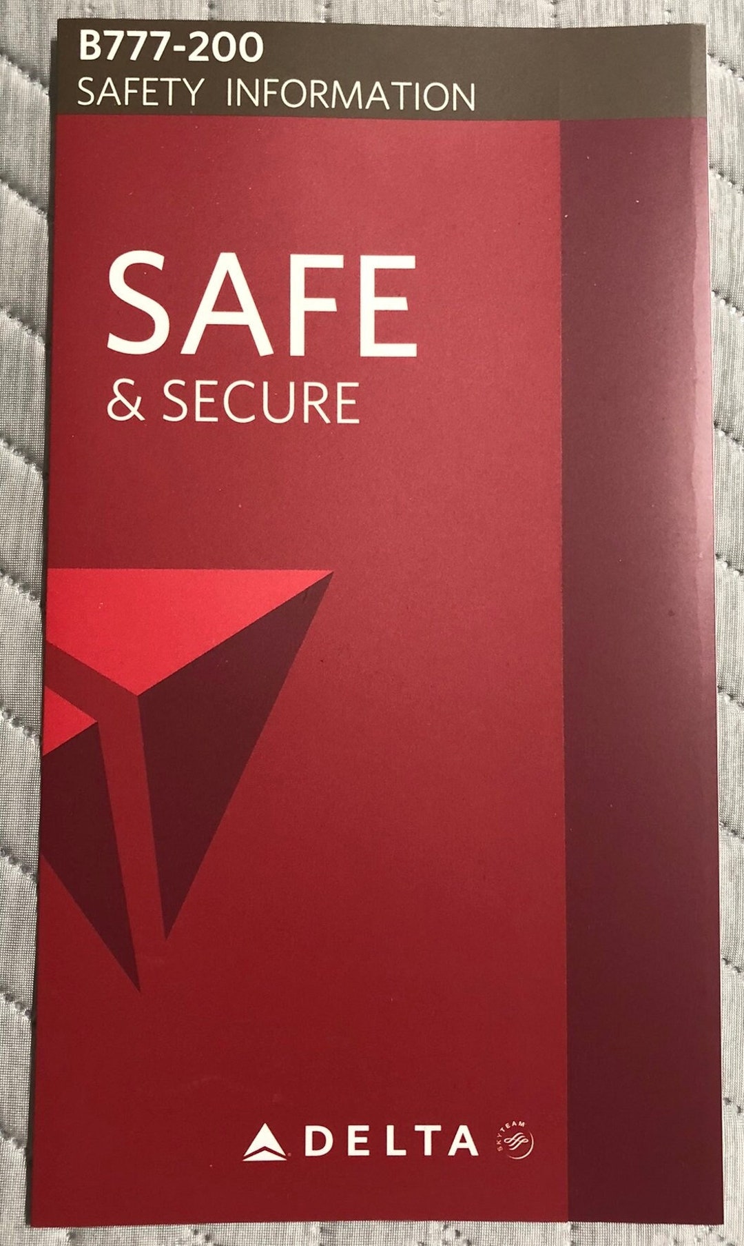 Delta Air Lines Boeing 777-200 Safety Card From N703DN Retirement ...