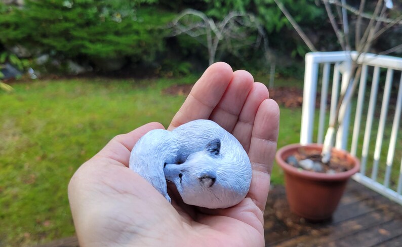 Realistic Arctic Fox Sculpture – Hand-sculpted Polymer Clay Figurine ...