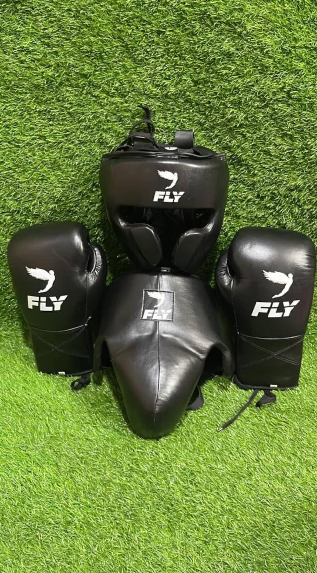 Genuine Cowhide Leather Fly Boxing Sparring Set: Gloves, Headguard ...