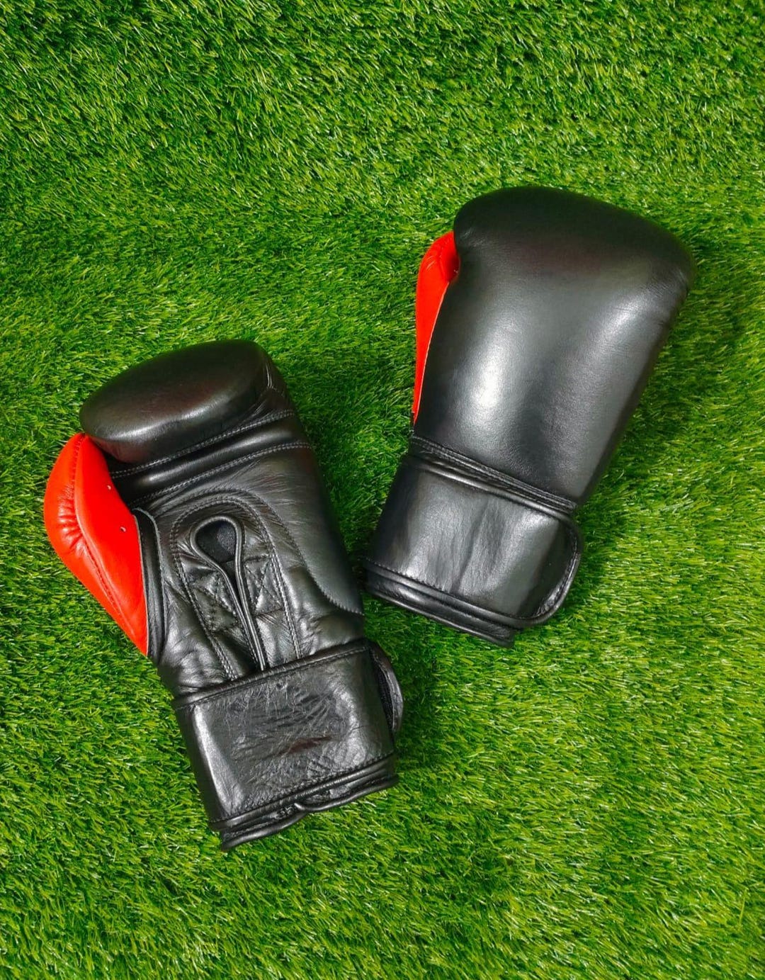 Sparring Boxing Gloves Velcro Black & With Red Thumb for Training and ...