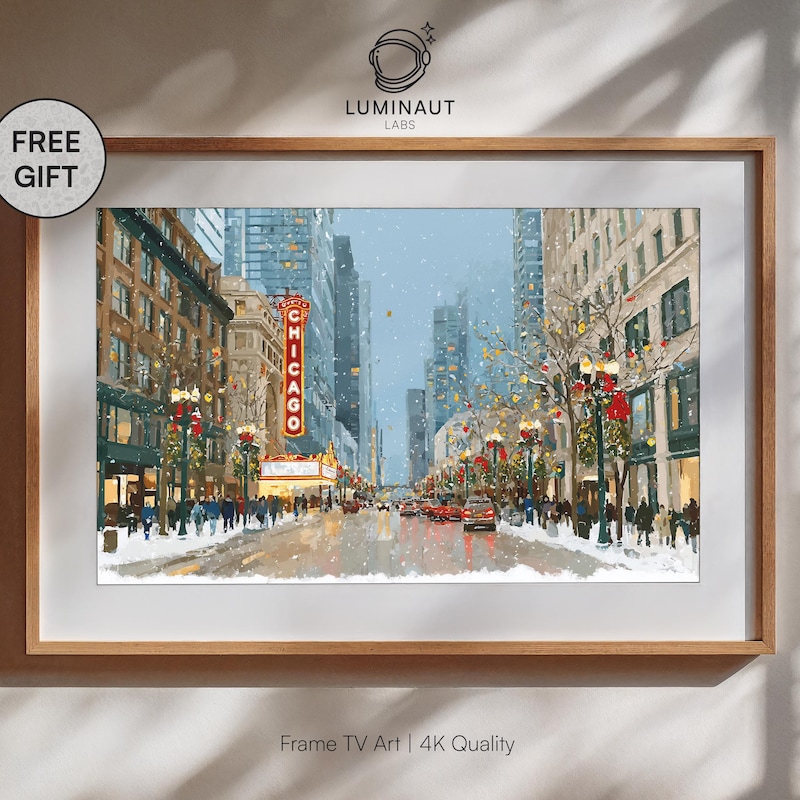 Winter Chicago Painting - Etsy UK
