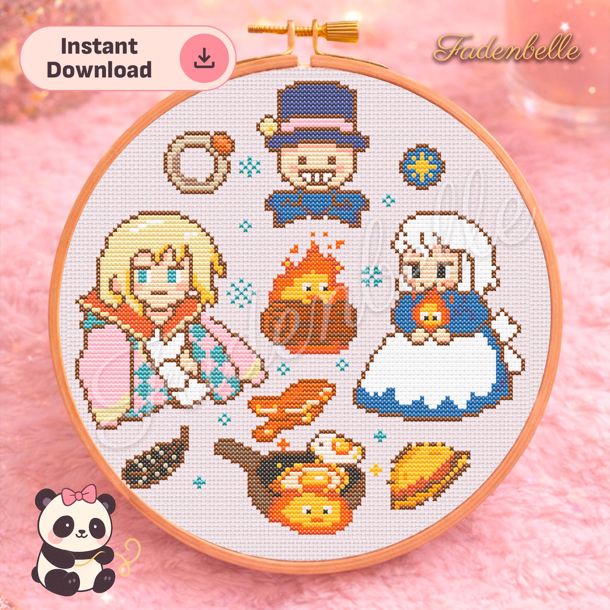 Howl’s Moving Castle Cross Stitch Pattern – Calcifer Cooking, Sophie ...