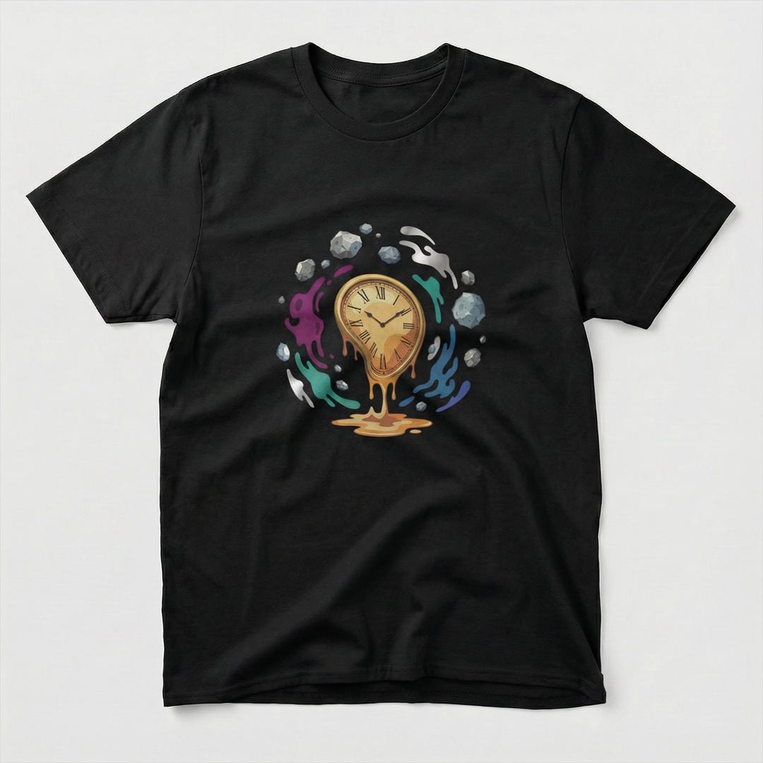 Surreal Melting Clock Cosmic Dreamscape T-shirt, Unisex Softstyle Tee ...