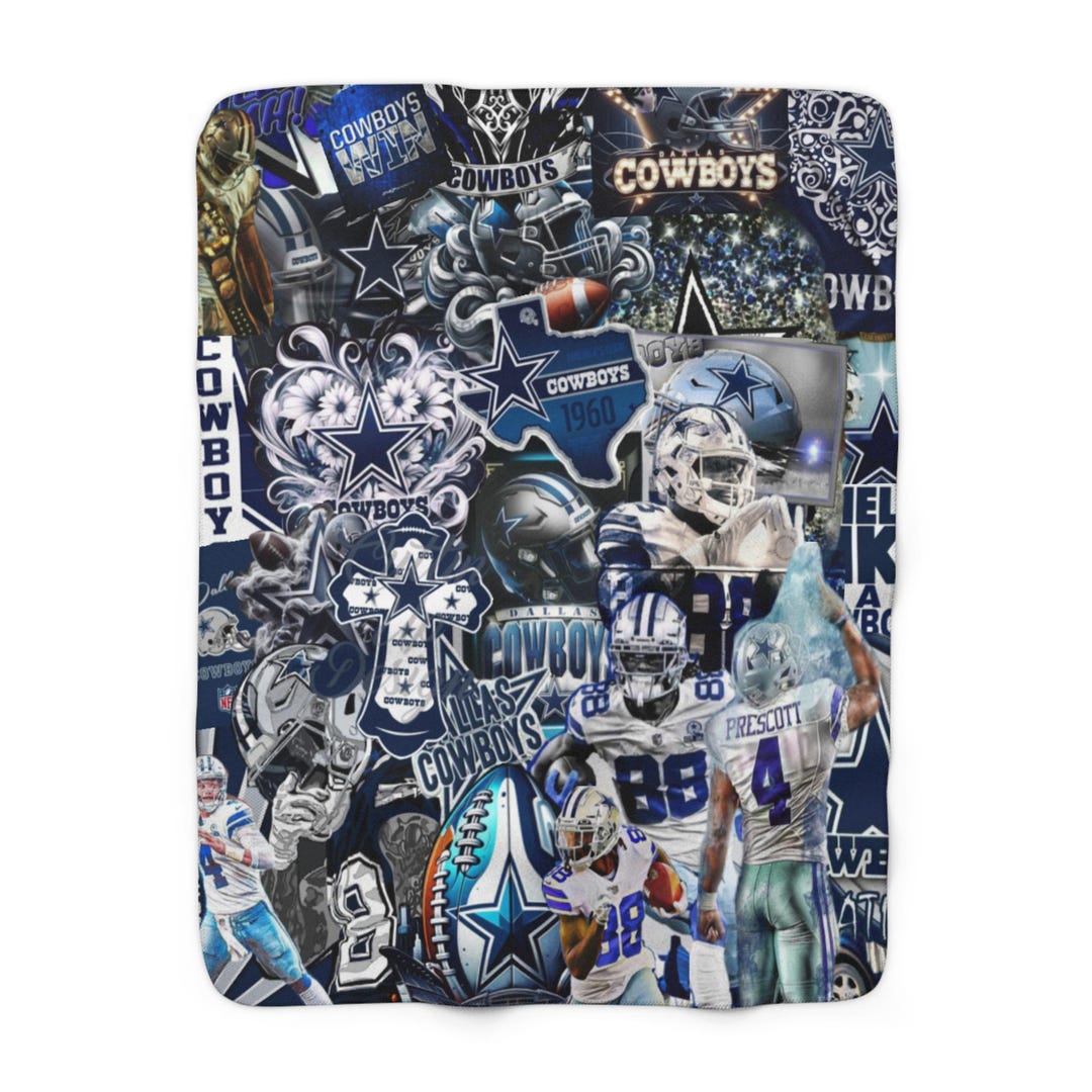 Dallas Cowboys Collage Sherpa Blanket | NFL Team Logo Players Pattern ...