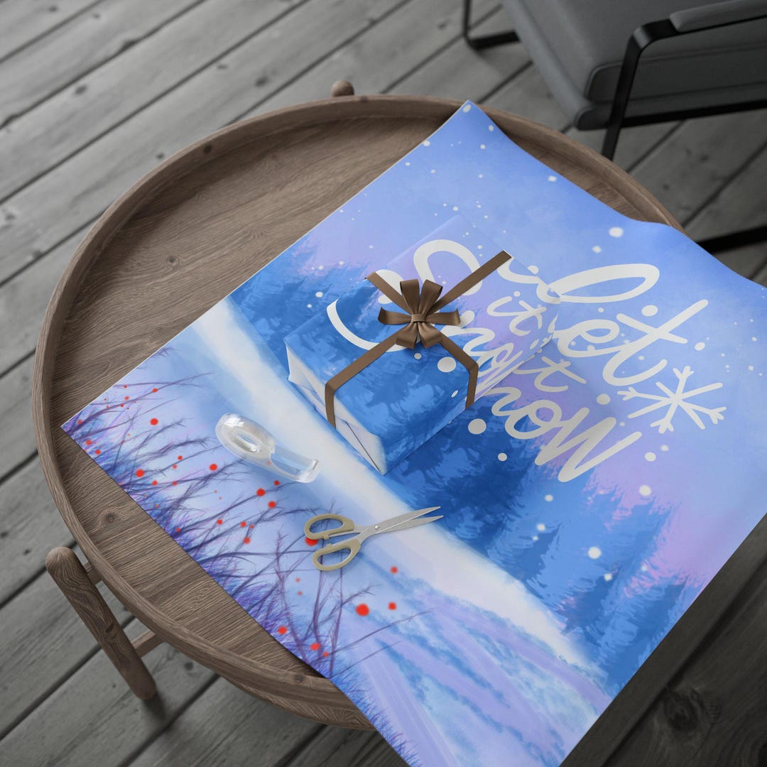 Let It Snow Winter Landscape Wrapping Paper | Snowy Forest Gift Wrap - Etsy
