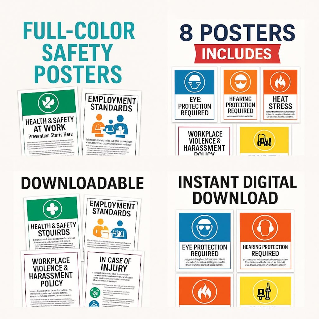 Ontario Safety Posters Bundle – WSIB • ESA • Ppe • Heat Stress ...