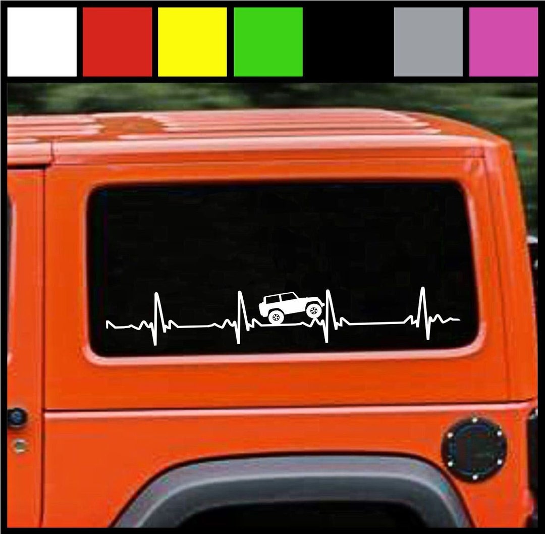 Heartbeat EKG Jeep Wrangler Vinyl Sticker – Love Heart Bumper Decal 2 ...