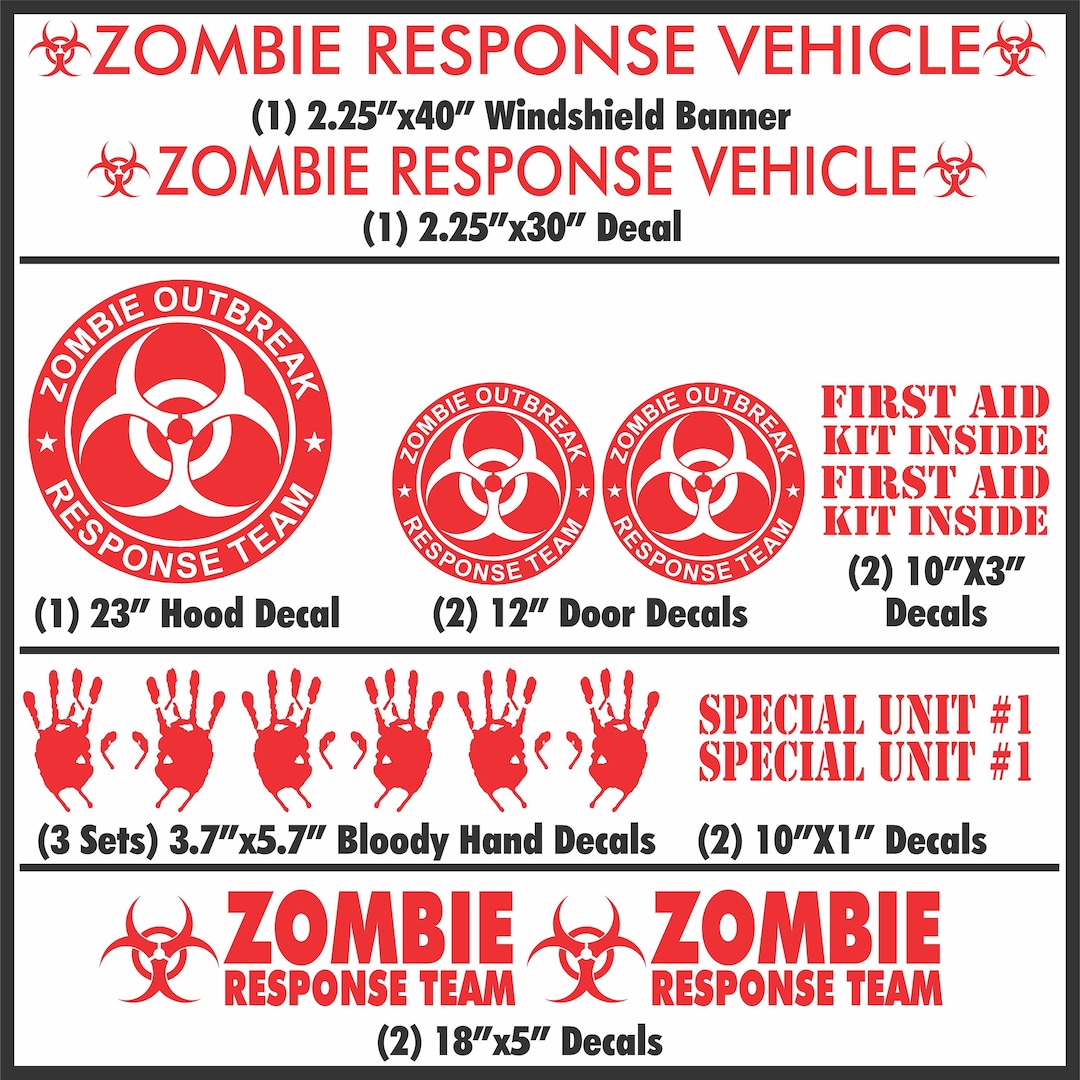Zombie Outbreak Response Team Sticker Variety Pack 17 Stickers Zombie ...