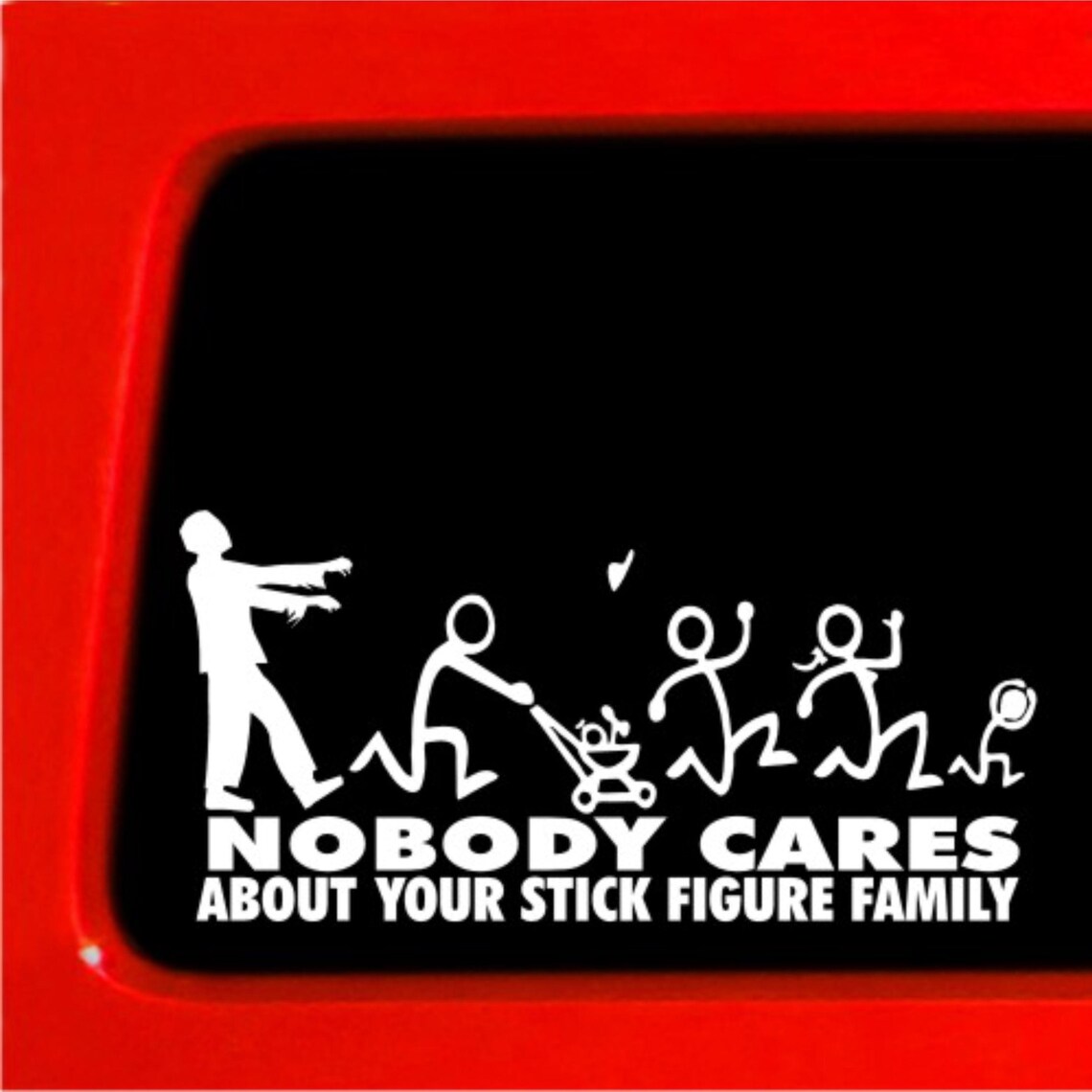 Zombie Stick Figure Family Nobody Cares Truck Funny Stickers Car Decal ...