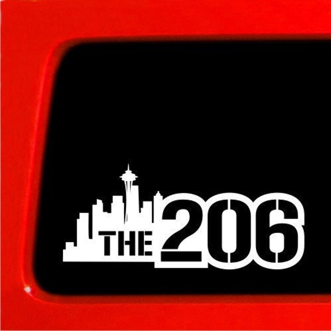 Seattle 206 Bumper Sticker Decal for Car, Truck, Window, Laptop 3x7 ...