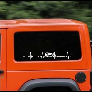 Heartbeat EKG Jeep Wrangler Vinyl Sticker – Love Heart Bumper Decal 2 ...