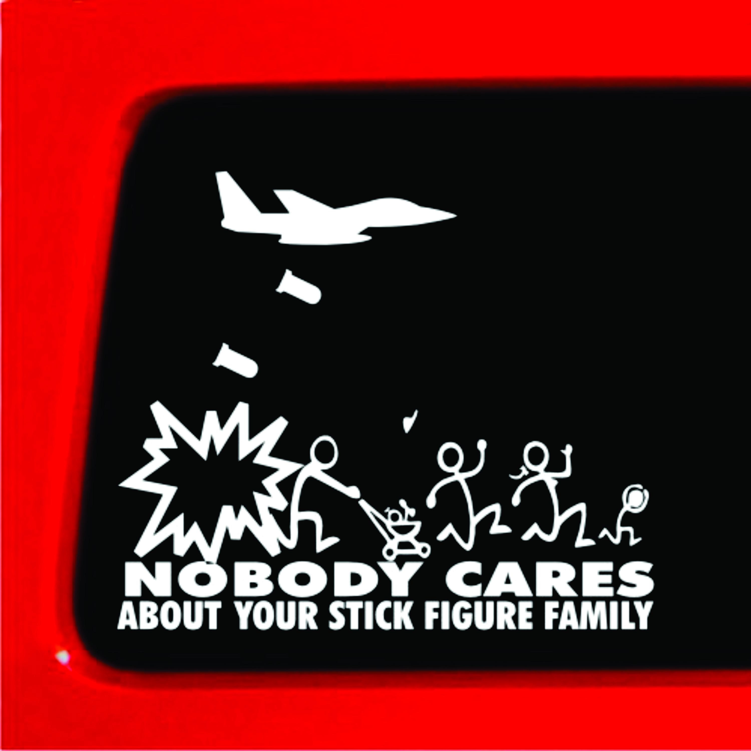 Stick Figure FGD Nobody Cares Family Decal - 8x10 Jet Fighter Car ...