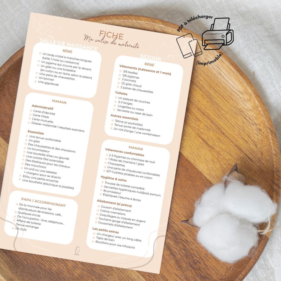 Maternity Bag Complete Checklist – Printable PDF (mother • Baby ...