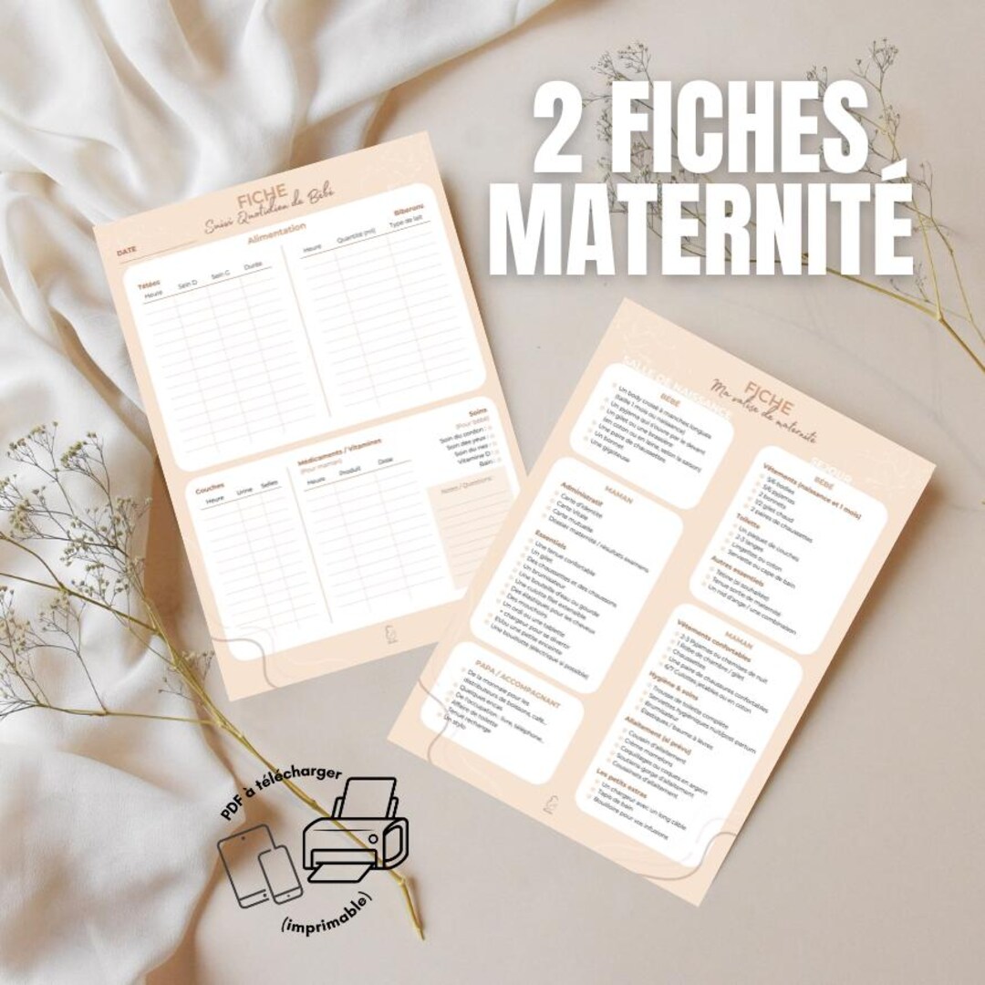 Maternity Bag Checklist + Daily Baby Tracking | Printable PDF | Birth ...