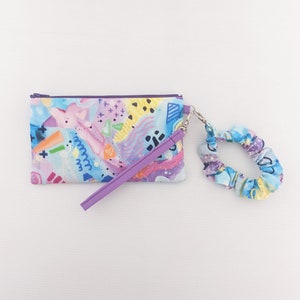 Double Zip Large Coin Clutch Purse Wallet Wristlet With Wrist Scrunchie ...