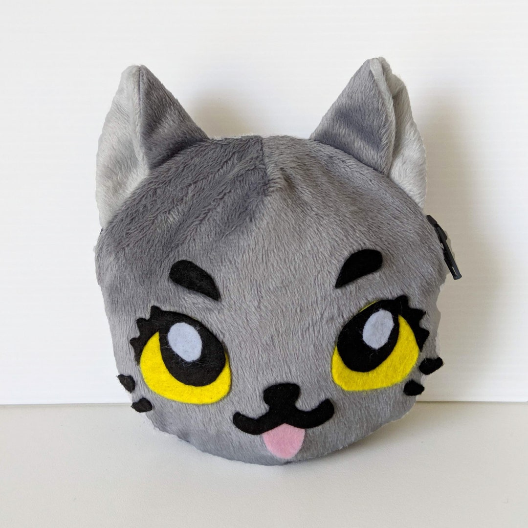 Cat Shaped Coin Purse in Grey Plush Minky - Etsy Nederland