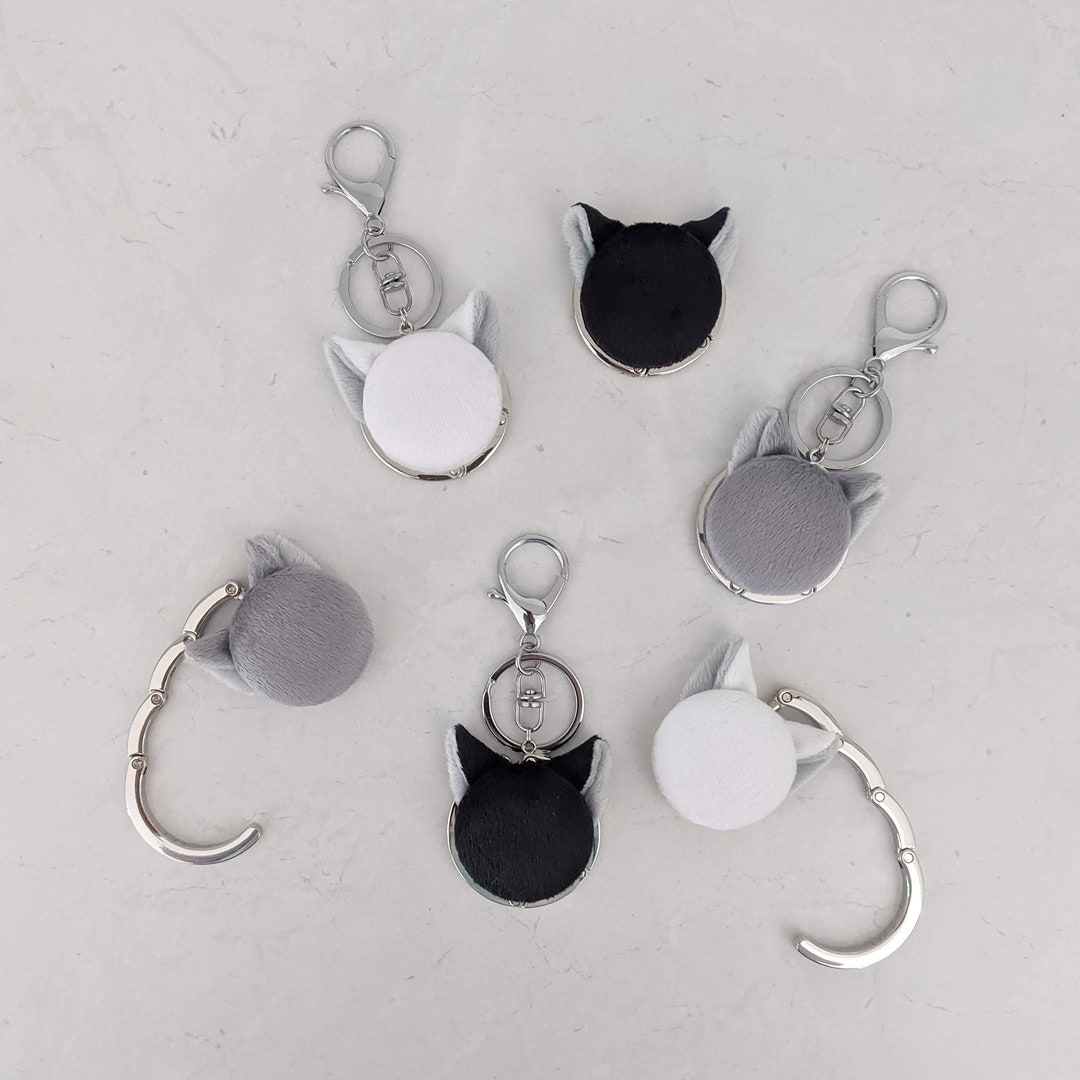 Cat Shaped Handbag Hook Key Ring and Bag Charm, Purse Hook Hanger Key ...