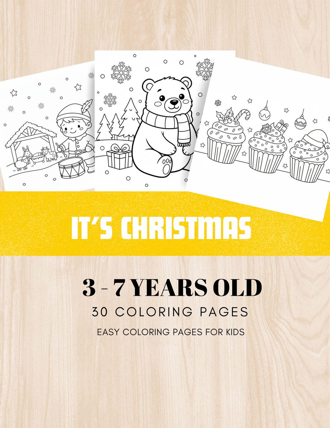 Christmas Coloring Pages: 30 Easy to Color Printable Pages for Kids (A4 ...